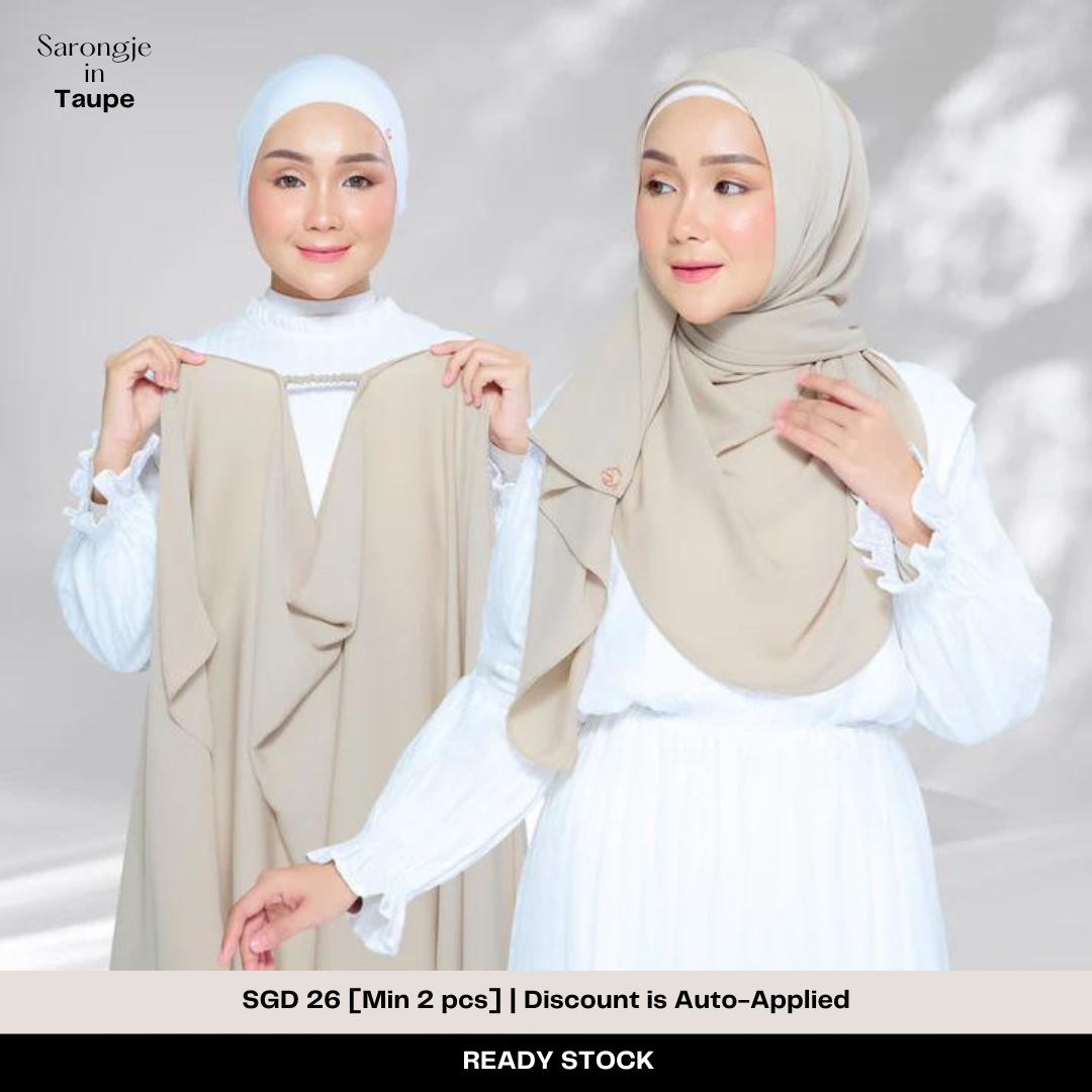 Semi Instant Sarongje | Chiffon Silk in Taupe – Hyraa SG